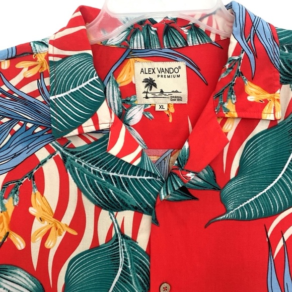Alex Vando | Shirts | Alex Vando Premium Tropical Floral Hawaiian Red ...